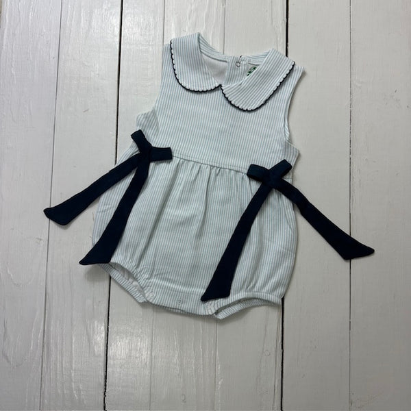 Girls Collar Romper/Bodysuit with Eyelet Trim & Bows