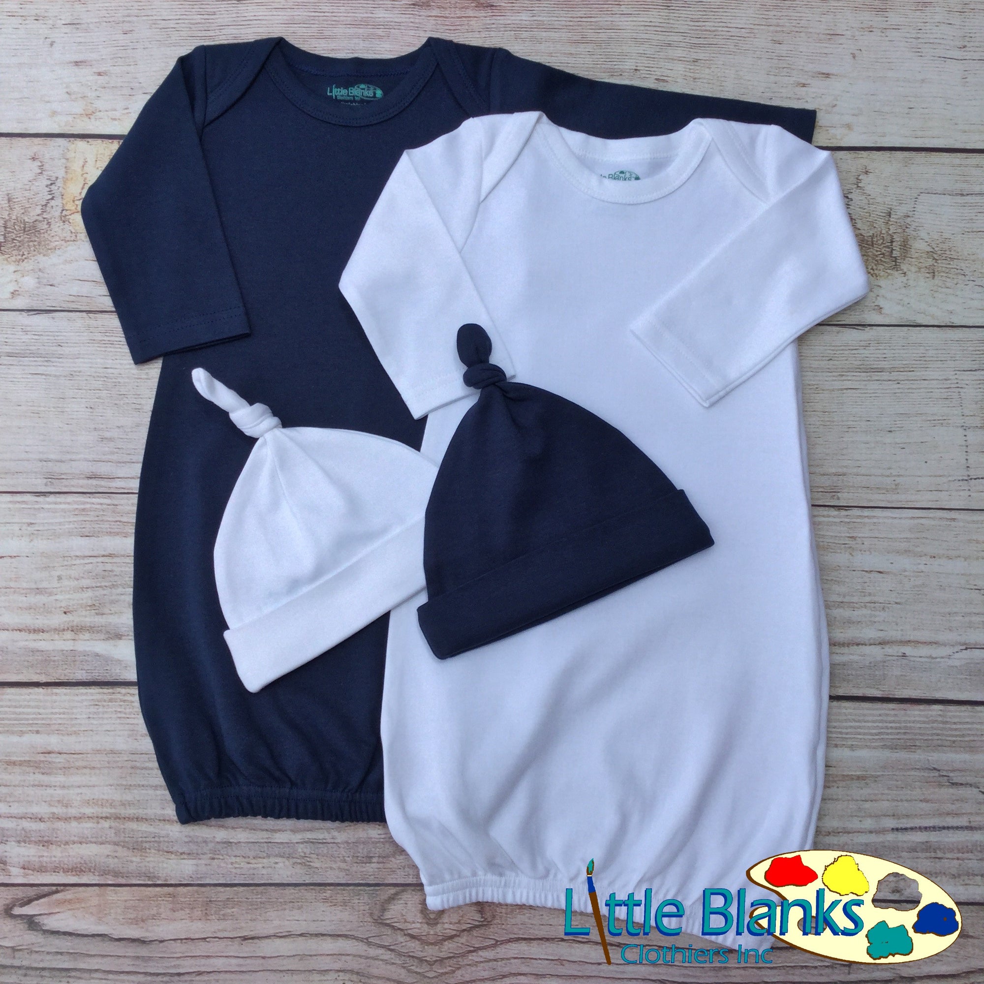 Solid and Striped Baby Gown - Unisex Blank Gown, Cotton, Monogram Gown ...