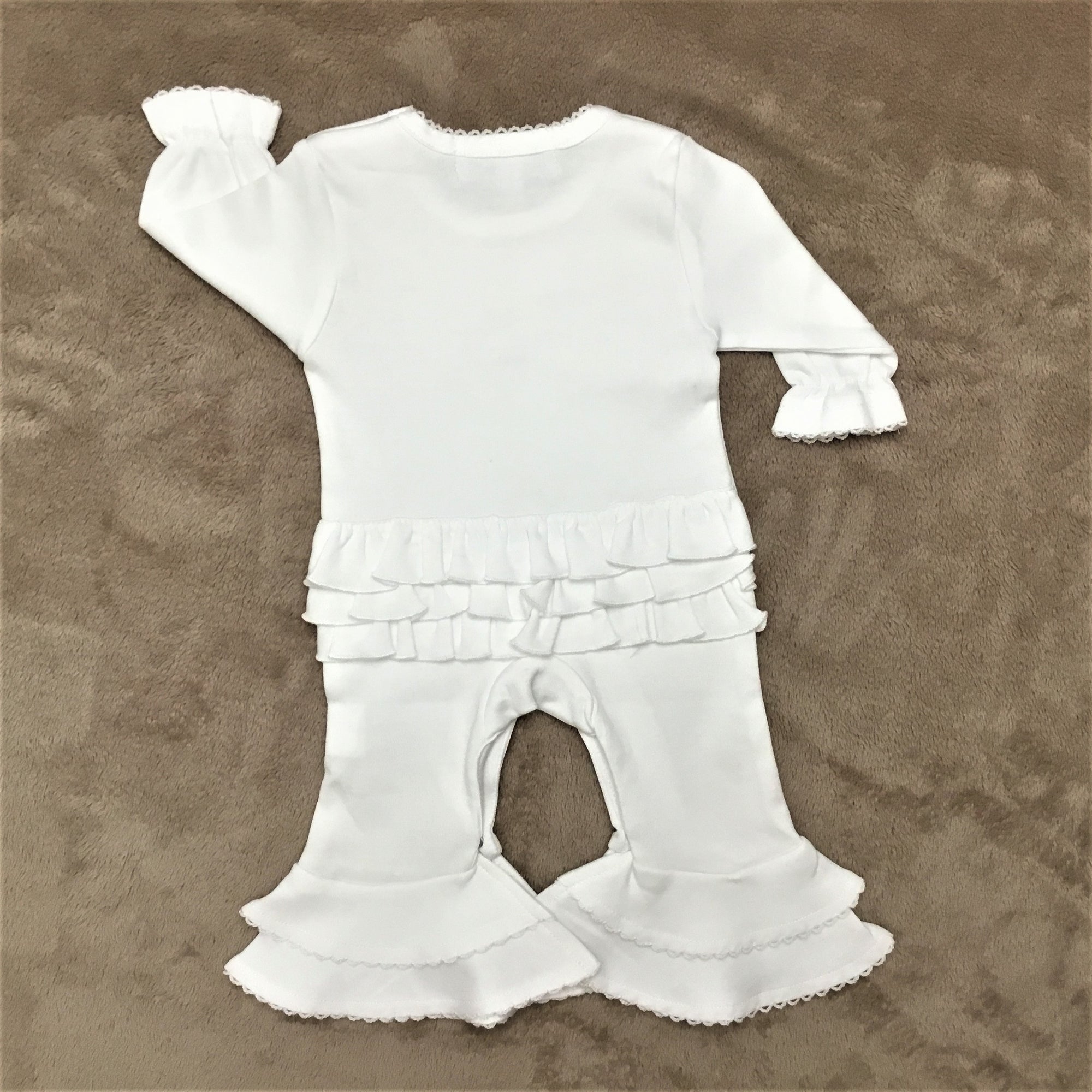 Baby Girl Romper in pink and white stripe, solid white